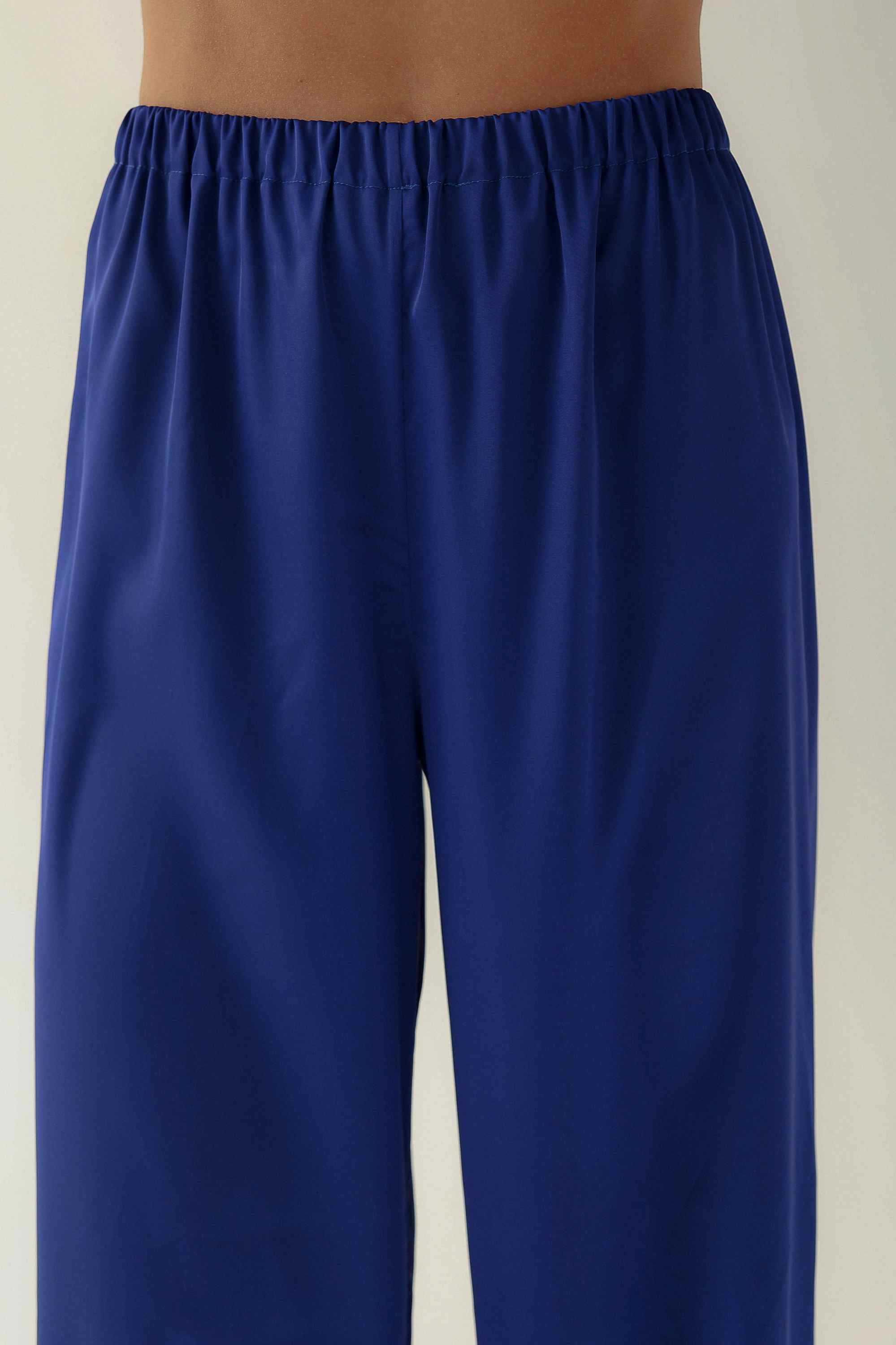 Luxurious Royal Blue Satin Top and Pants Set | Sokayri